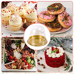 Whaline 50Pcs 4.3Inch Disposable Individual Charcuterie Cup Clear Plastic Cupcake Container Single Dessert Holders with Lids for Food Favor Display Charcuterie Grazing Table Catered Event Wedding