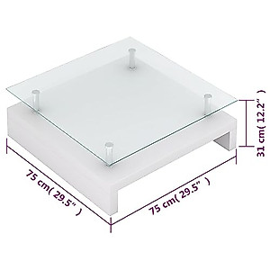 QJBSAVVA Coffee Table with Glass Top White,Entrance Table Tray Tables Center Table Low Table Suitable for Meeting Rooms, Reception Rooms, Offices