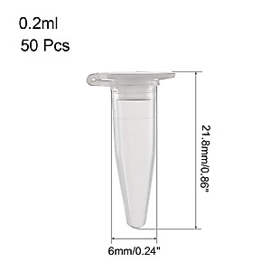 uxcell 50 Pcs 0.2ml Plastic Centrifuge Tubes with Snap Cap, Polypropylene Graduated Micro Centrifuge Tube, Conical Bottom, Clear, Storage Container for Beads Sample Lab