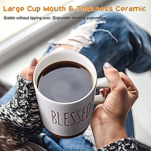 ALELION 20 oz Large Coffee Mug, Ceramic Coffee Mug with Big Handle for Latte Tea Hot Chocolate, Thank You Gifts for Dad Women Men Mom Teacher, Microwavable and Dishwasher Safe, White