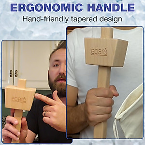 Eparé Lewis Bag & Ice Mallet - Manual Ice Crusher Wooden Hammer - Canvas Crushing Bag - Crushed Ice Bar Cocktails - Bartender & Kitchen Tools Kit