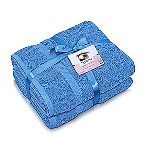 KEEPOZ 36" x 72" (2-Pack) Bath Sheets - Large Towels - Beach Towels Soft 100% Cotton Ring Spun Bathroom Towels, Highly Absorbent, Machine Washable, Towel Sets for College Dorm Not Bleach Proof (Blue)