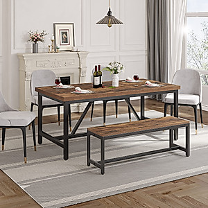 YITAHOME 70.8" Large Kitchen Dining Room Table for 6-8 People, Rustic Brown Farmhouse Industrial Wood Style Rectangle Apartment Dinning Room Dinette Tables for Eating Dinner