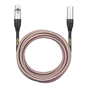 Clef Audio Labs XLR Cable, 12 Feet, Balanced 22AWG Cord, Male to Female, Gold Plated 3-Pin Connectors, Braided Jacket, Zinc Alloy Shell for Microphone, Studio Sound Mixer and Audio Interface