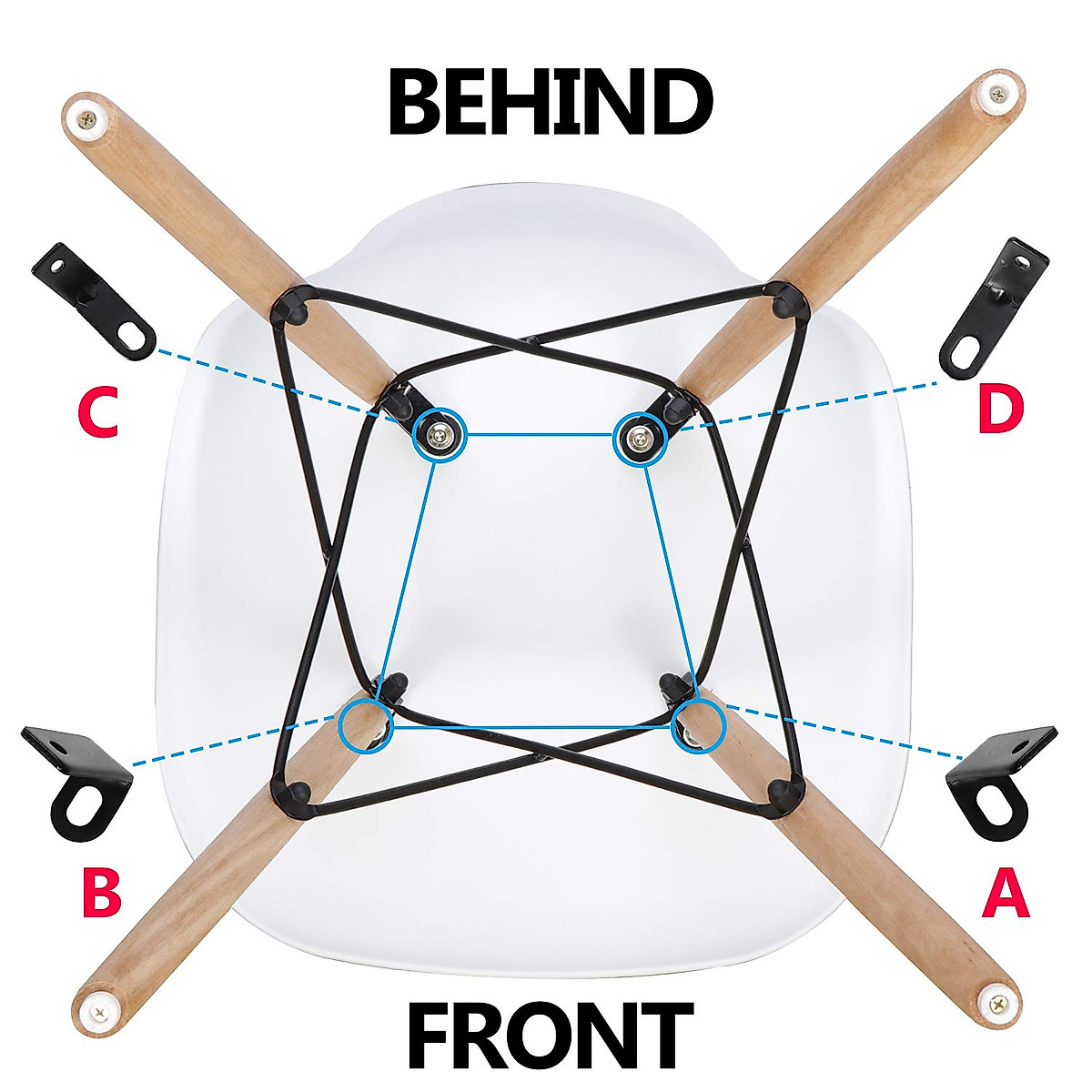 ZENY Modern Dining Chair Set of 4, Mid Century Modern DSW Chair, Side Chairs with Wooden Legs, Shell Lounge Plastic Chair for Kitchen, Dining, Bedroom, Living Room