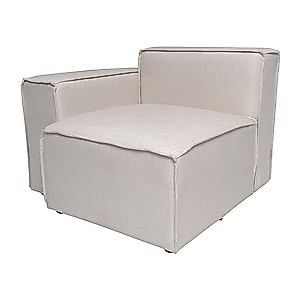 Flash Furniture Bridgetown Fabric Left Chair Module for Sectional Sofa, Customizable Modular Couch Left Seat with Arm Rest, Cream