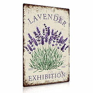 Putuo Decor Flower Art Painting Sign,Living Room or Dining Room Decor,12x8 Inches Aluminum (Lavender)