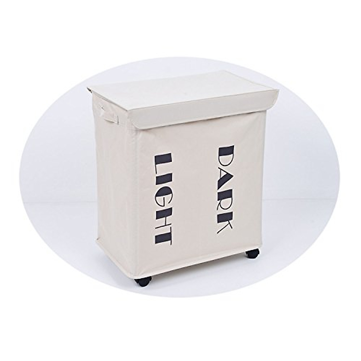 KLgeri 2 Sections Laundry Sorters Hamper with Wheels Collapsible Storage Baskets (L)