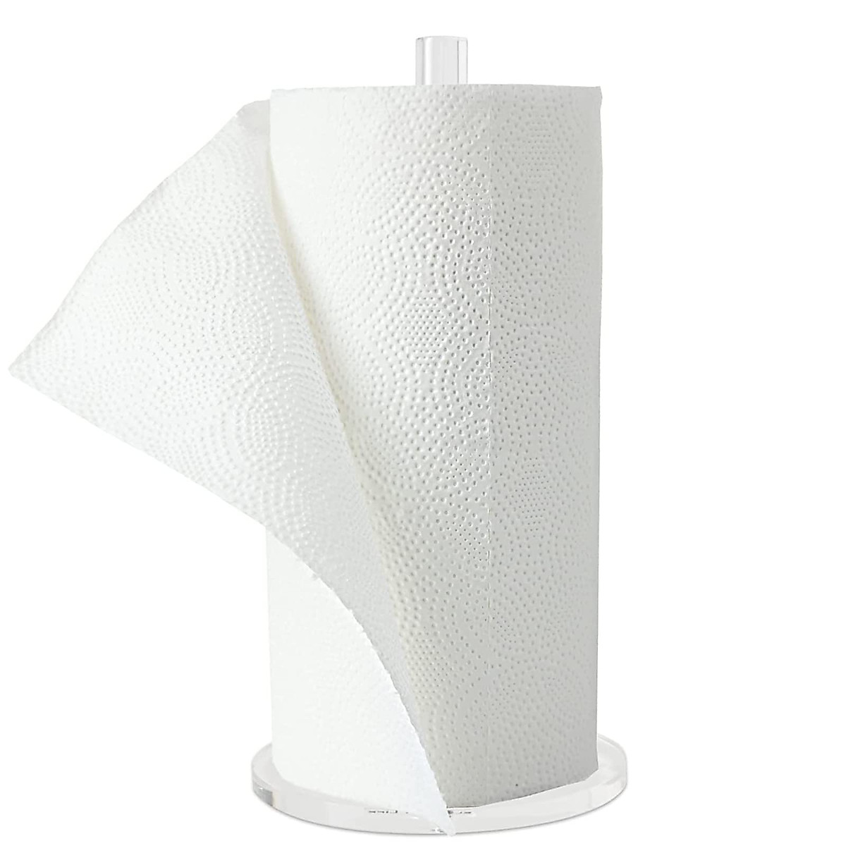 Worhe Clear Acrylic Paper Towel Holder Countertop 5.9" Diameter Thickening Sturdy Base, for Kitchen Bathroom Vanity Countertop , Paper Towel Dispenser for Tear Paper Towel Roll 1 Pack(YGC001)