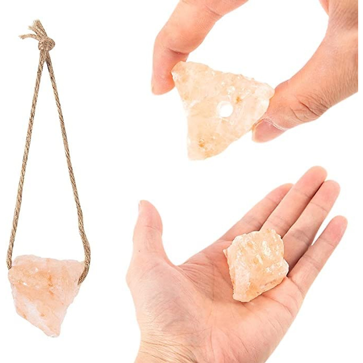 4 Pack Himalayan Small Pets Lick Salt Block on Rope- Natural Small Animal Mineral Salt Chew Toys with Rope, Small Pet Chew Treat Supplies for Guinea Pig Rabbits Bunny Ferrets