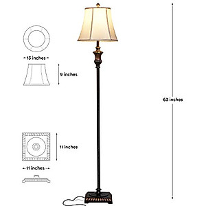 Brightech Sophia LED Floor Lamp, Tall Lamp with Bell Shape Fabric Shade, Mid Century Modern Lamp for Bedroom, Mid-Century Lamp for Living Rooms & Offices, Great Living Room Decor - Bronze