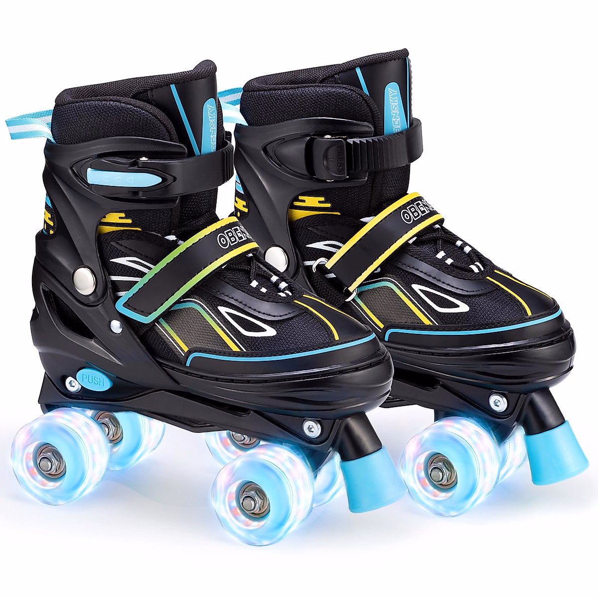 Kids Roller Skates for Girls and Boys, 4 Sizes Adjustable Roller Skates with 8 Light Up Wheels, Fun Illuminating Toddler Rollerskates for Kids Youth Beginner, Patines para Niñas Niños(3-6, Blue)