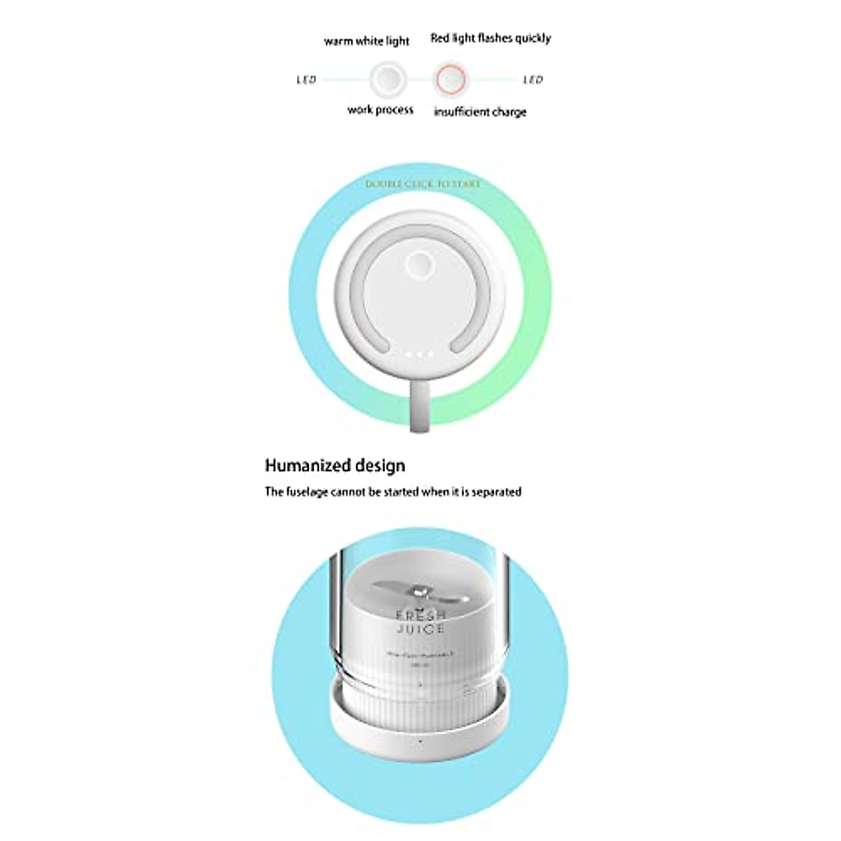 Personal Size Blender, Portable Blender, Battery Powered USB Blender Small Blender, Blender, Hand Blender, Cup Blender