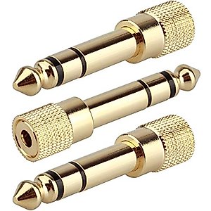GIMILINK Headphone Stereo Audio Jack Adapter 6.35 mm 1/4 inch Male to 3.5 mm 1/8 inch Female, 1/8 inch to 1/4 inch Plug Aux Adapter (3-Pack)