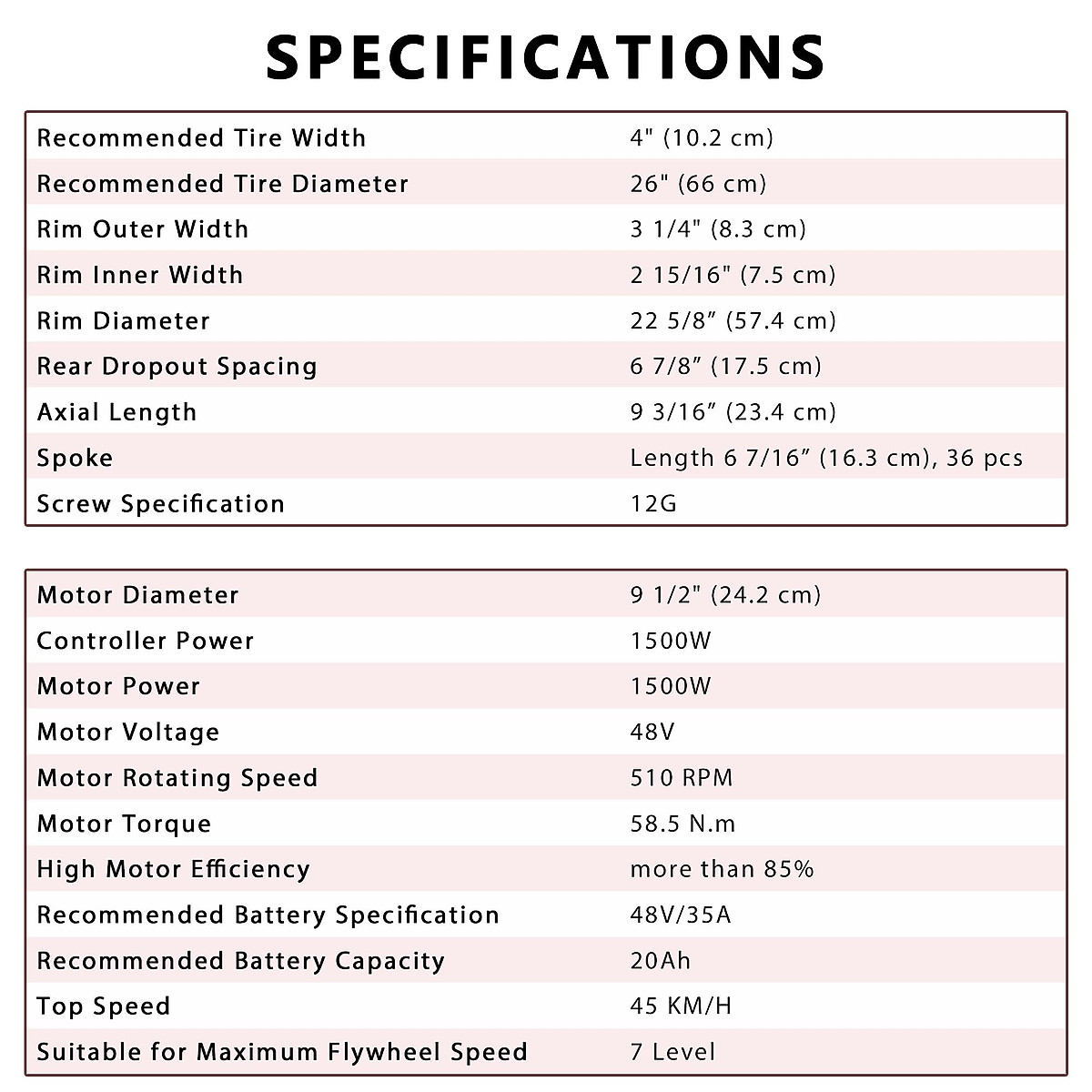 AW Electric Bike Conversion Kit 26" Rear Wheel 48V 1500W EBike Conversion Kit for 4" Fat Tire Cycling Hub Motor W/LCD & PAS System Twist Throttle