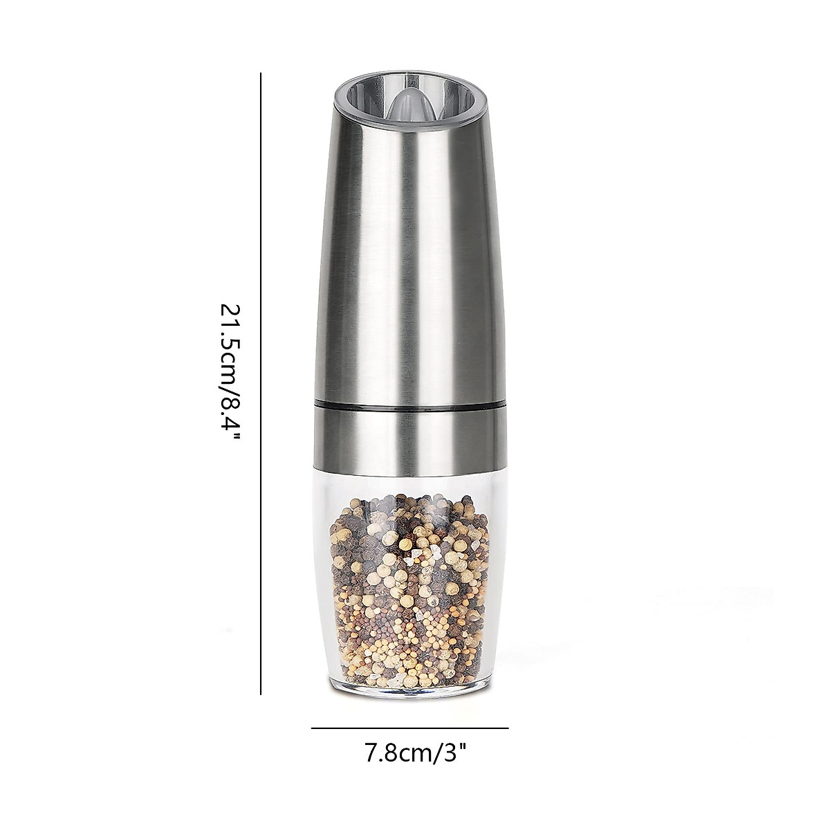 SAVORLIVING Gravity Electric Pepper Grinder with Adjustable Coarseness,One Handed Operation Salt Mill Grinder