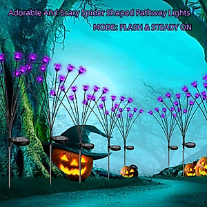 5 Pack Halloween Spider Lights Solar Powered Outdoor Waterproof, Purple Solar Swaying Firefly Lights, 2 Modes 40-LED Solar Garden Lights, Halloween Decorative Stake Pathway Lights Firefly Lights