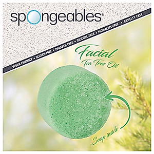 Spongeables Facial Cleanser in a 20+ Wash Sponge, Tea Tree and Shea Butter Moisturizer, 1 Count
