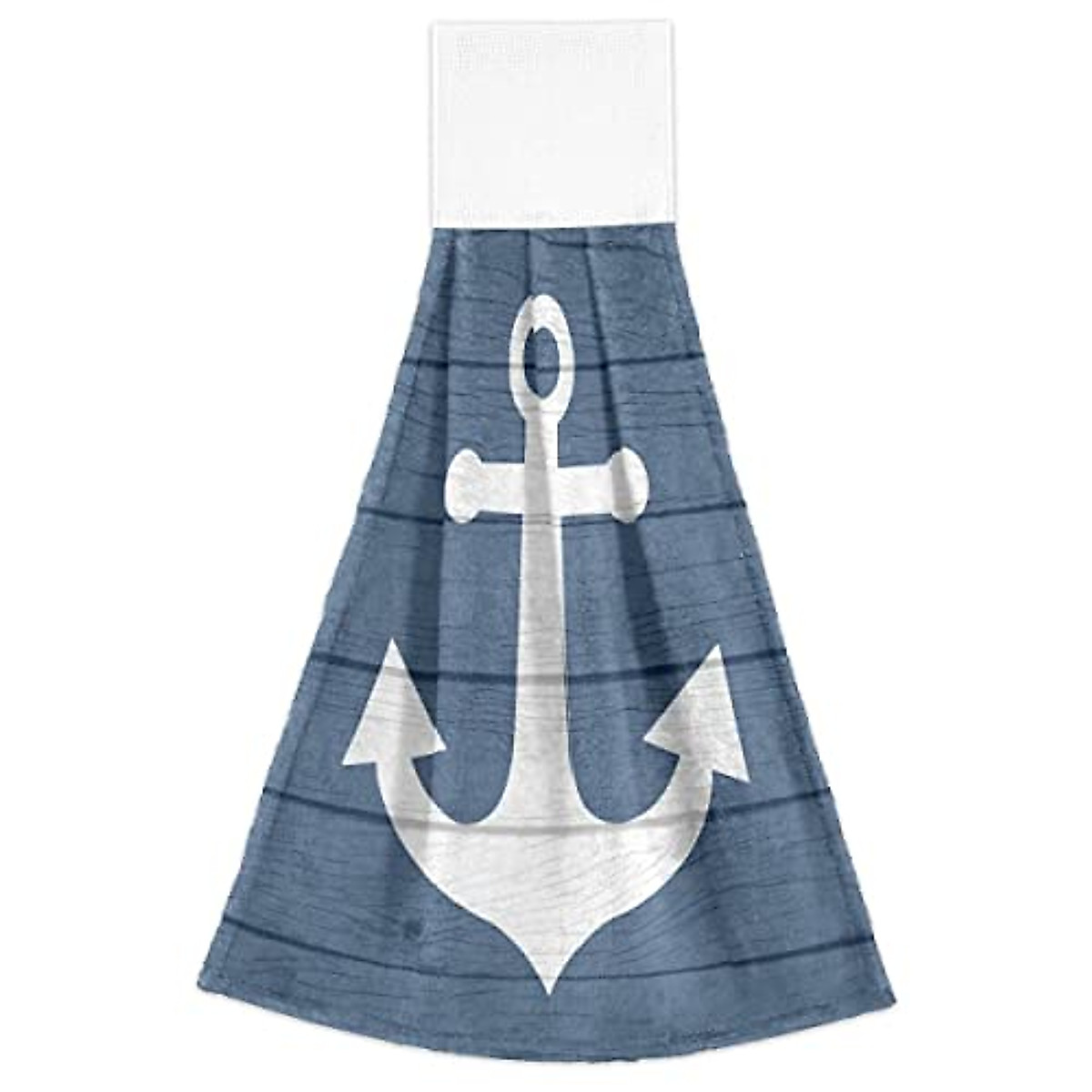 Nautical Anchor Hanging Kitchen Towels 2 Pcs Navy Blue Hand Bath Towels Tie Towels Tea Bar Towels for Bathroom Tabletop Home Decor