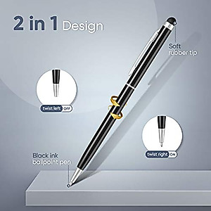 ORIbox Stylus Pen Ballpoint Pen,12pcs Universal 2 in 1 Capacitive Stylus Ballpoint Pen for iPad, iPhone, Samsung, HTC, Fire tablet, Tablet, All Capacitive Touch Screen Device(6 Black,6 Sliver)