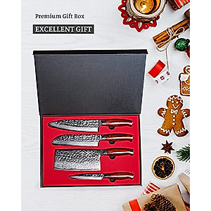 YARENH Kitchen Knife Set with Cleaver 4 Pcs, 73 Layers Damascus High Carbon Stainless Steel, Full Tang Natural Sandalwood Handle, Professional Chef Knife