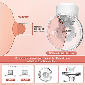 Wearable Breast Pump Hands Free: Portable Electric Breast Pumps with 24mm Flange 3 Modes 9 Levels Leak-Proof Massage Function Single Rechargeable Wireless Low Noise Painless Breastfeeding Pump