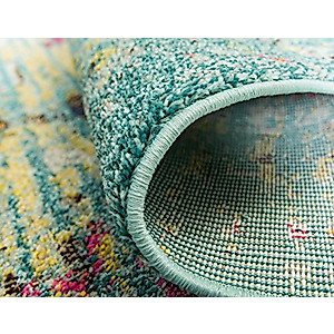 Unique Loom Vita Collection Over-Dyed Southwestern Tribal Vintage Area Rug, Rectangular 5' 0" x 8' 0", Turquoise/Yellow