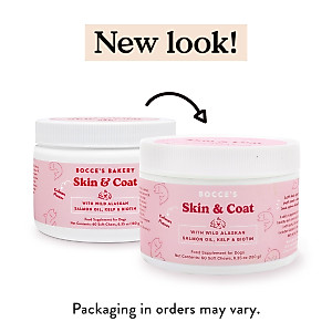 Bocce's Bakery Skin & Coat Supplement for Dogs, Daily Chews Made in The USA with Vitamin E & Essential Fatty Acids, Supports Healthy Skin & Coat, Salmon, 60 ct, Red (DG-SP-SKIN60)