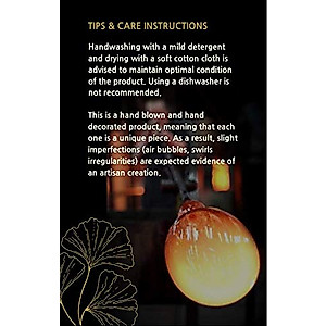 Decorative Glass Bowl Fruit Display - Etched, Hand Painted Leaves Decor - Mouth Blown Clear Glass - Large Salad Serving Bowl - Gift Boxed - D: 10.2 in (26 cm) (Gold)