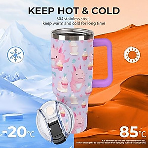 Axolotl Ice Cream 40 Oz Stainless Steel Cup Travel Tumbler with Handle and Straw Lightweight Coffee Mug for Home Office
