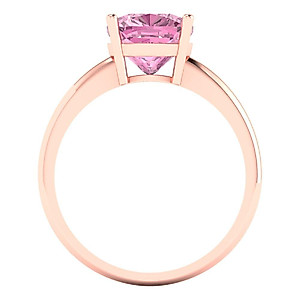 Clara Pucci 2.4ct Cushion Cut Solitaire Pink Simulated Diamond Cubic Zirconia Bridal Designer Wedding Anniversary Ring 14k Rose Gold