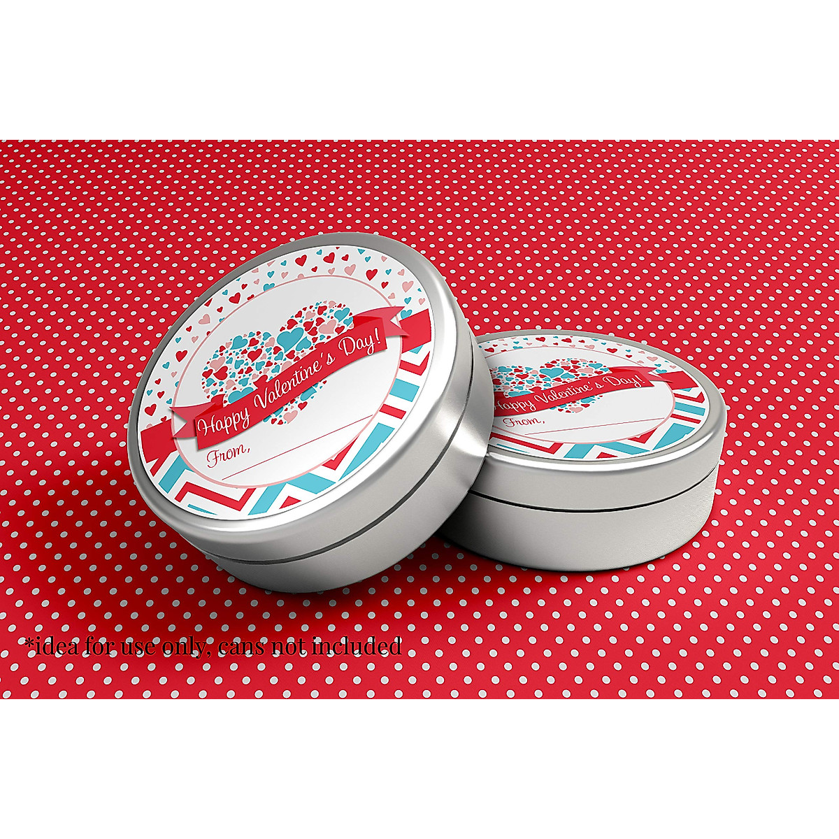 Red and Blue Heart-Themed Valentine Party Favor Sticker Labels, 40 2" Party Circle Stickers by AmandaCreation, Great for Classroom Valentines, Envelope Seals, Gifts & Treats