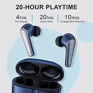 layajia Wireless Earbuds, Bluetooth 5.1 Air Mics Built-in Noise Cancelling, IPX7 Waterproof, Touch Control, USB-C Fast Charge, Deep Bass, in-Ear Headphones, 20H Playtime for iPhone/Android