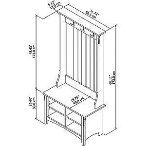 Bush Furniture Salinas Hall Tree with Storage Bench, Cape Cod Gray
