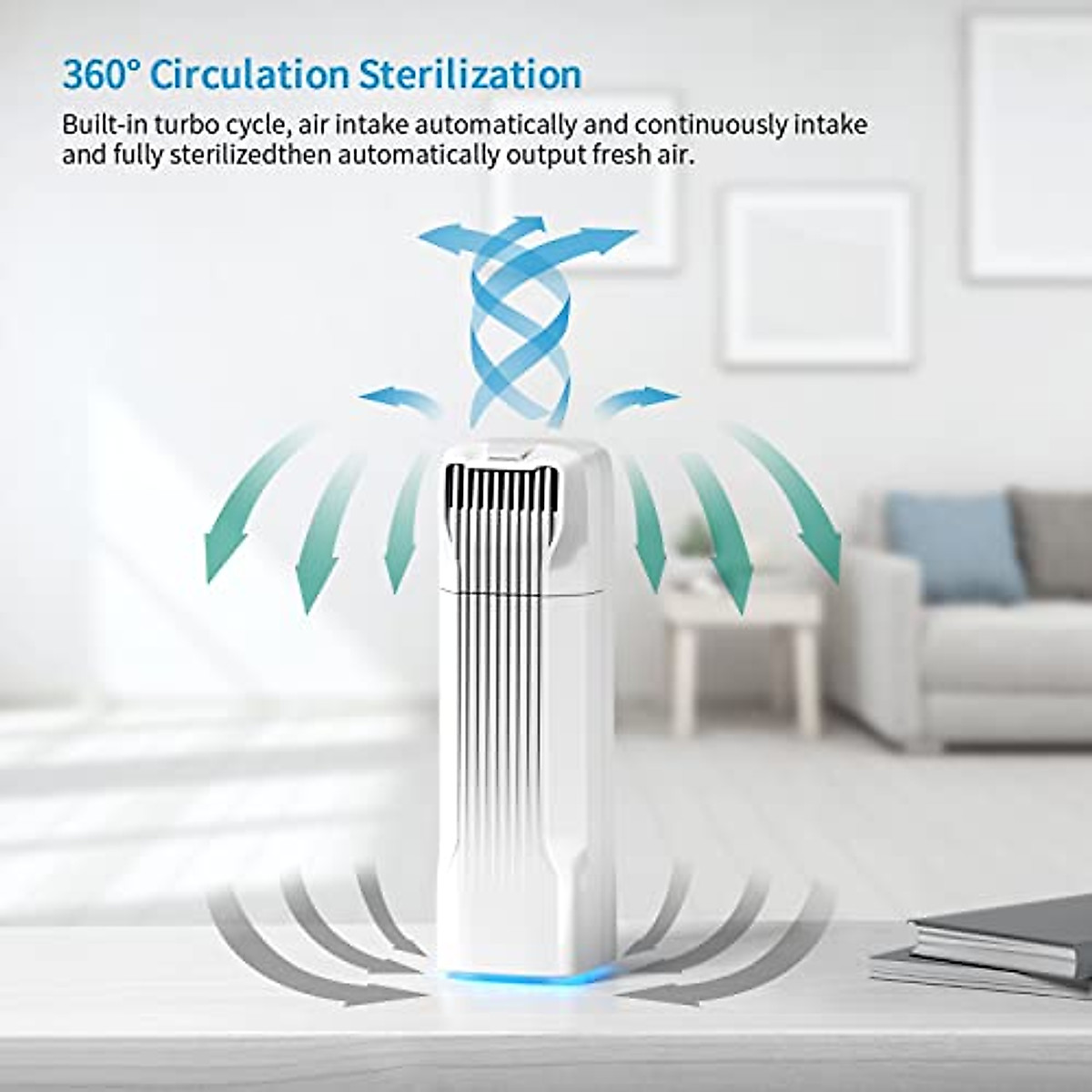 Plug in Air Purifier, Portable UV Air Purifier for Viruses and Bacteria, Keep Air Clean for Bedroom, Kitchen, Bathroom, Pet Area, Small Rooms