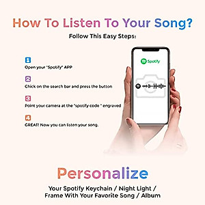 Custom Spotify Keychain with Picture,Custom Scannable Spotify Music Song Code Keychain, Photo Gift for Friends/Lover/Father/Mother/Kids, Square, 2'*3'