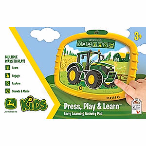 John Deere Kids Early Learning Activity Tablet - Read, Play, Press & Learn Electronic Activity Pad Reader With Removable Cards for Toddlers, ... & Answer Activity Desk (Press, Play & Learn)