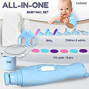 Baby Nail Trimmer Electric Rechargeable - Baby Nail Clippers Electric w/Led Light for Newborn, Infant, Toddler, Kids - Baby Manicure Fingernail Care Set - Baby Essentials Must Haves Grinder Cutter…