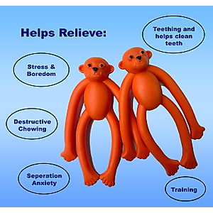 SHAGGYTAILVILLAGE Puppy Chew Toys 2-Pack for Small/Medium Dogs, Puppy Teething Toys, Rubber Monkey Dog Toys for Teething and Fetch