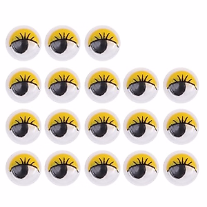 TEHAUX 100pcs Animal Lash Accessories Mini Doll Eyeballs Wiggle Craft Stickers Eyes Yellow DIY Eyes DIY Animal Eyes Self Made Wiggle Eyes with Eyelashes DIY Cartoon Eyes