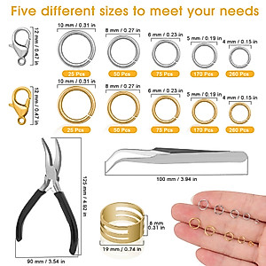 Anezus Jump Rings for Jewelry Making Supplies and Necklace Repair with Jump Ring Pliers and Open Jump Ring(1200Pcs Silver and Gold)Anezus Jump Rings for Jewelry Making Supplies and Necklace Repair wit