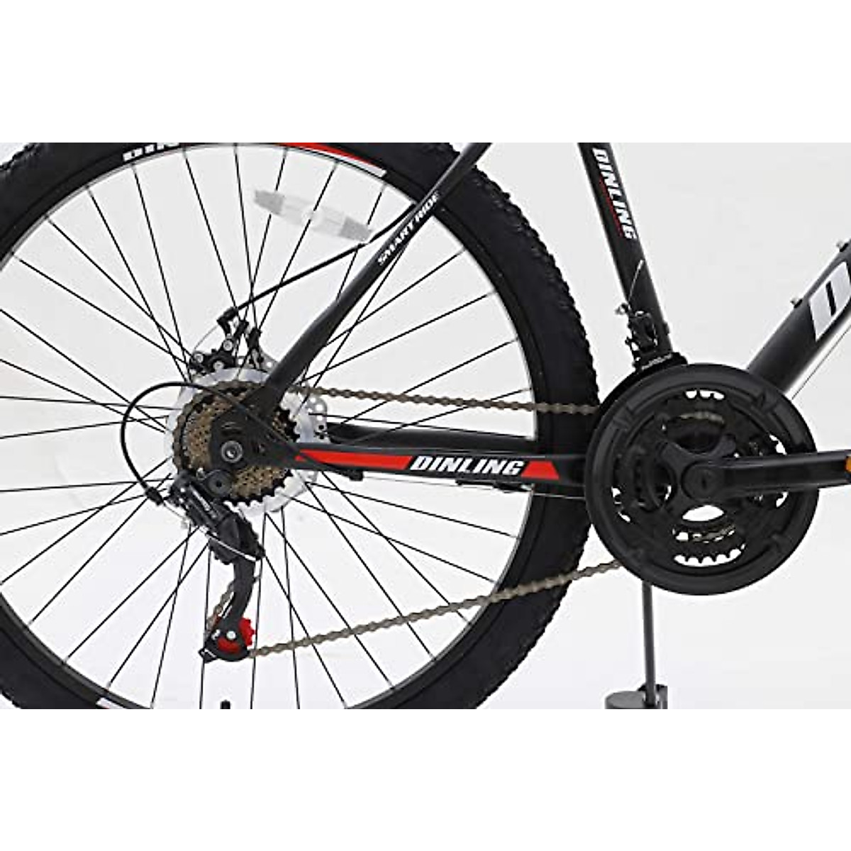 26 inch Mountain Bike, 21-Speed Mountain Bicycles, Comfort MTB with Front Suspension and Disc Brakes, Mens and Womens Commuting City Road Bike (Black Red)