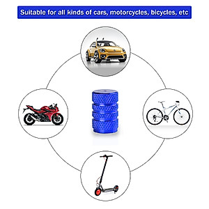 SINGARO 12PCS Tire Valve Stem Caps, Car Exterior Accessories, Aluminum Alloy Valve Cover Universal for Cars, Trucks, Motorcycles and Bicycles (Blue)