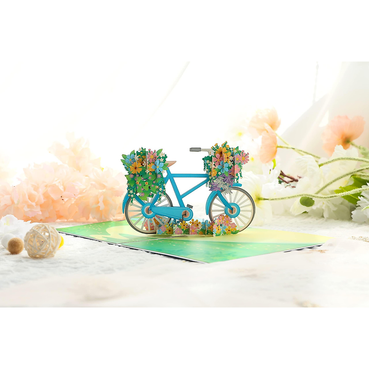 Paper Spiritz Flower Bike Pop Up Card Bicycle Greeting Card Mother's Day Anniversary Pop Up Card Birthday Popup Card Thank You Card Just Because All Occasions-100% Recycled and Eco-Friendly