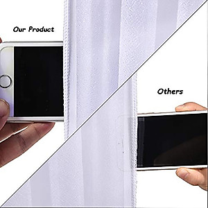 10 ft X 7 ft White Tulle Backdrop Curtains for Weddings Bridal Shower Birthday 2 Layers Wrinkle Free White Backdrop Thick Drapes for Photography Decorations 5 ft X 7 ft, 2 Panels