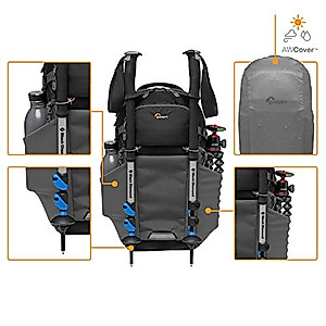 Lowepro LP37260-PWW Photo Active Outdoor Camera Backpack, QuickShelf Dividers, fits 12inch Laptop/2L Hydration, for Mirrorless, Sony, Canon, Nikon, Lenses, Gimbal, Drone, DJI, Osmo, Mavic, Black/Grey, BP200