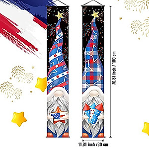 Labor Day Patriotic Banner Decorations Blue Red American Gnome Welcome Banners 4th of July Independence Day Gnomes Porch Signs for Memorial Day Party Home Decorations Party Supplies