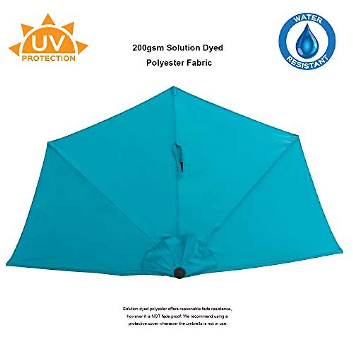 C-Hopetree 9 ft Half Round Outdoor Patio Market Wall Umbrella with Tilt, Aqua Blue