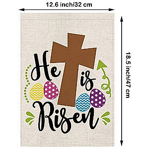 He is Risen Garden Flag Easter Cross Religious Double Sided Burlap Yard Outdoor Decor Holiday Decorations 12.5 x 18 Inch