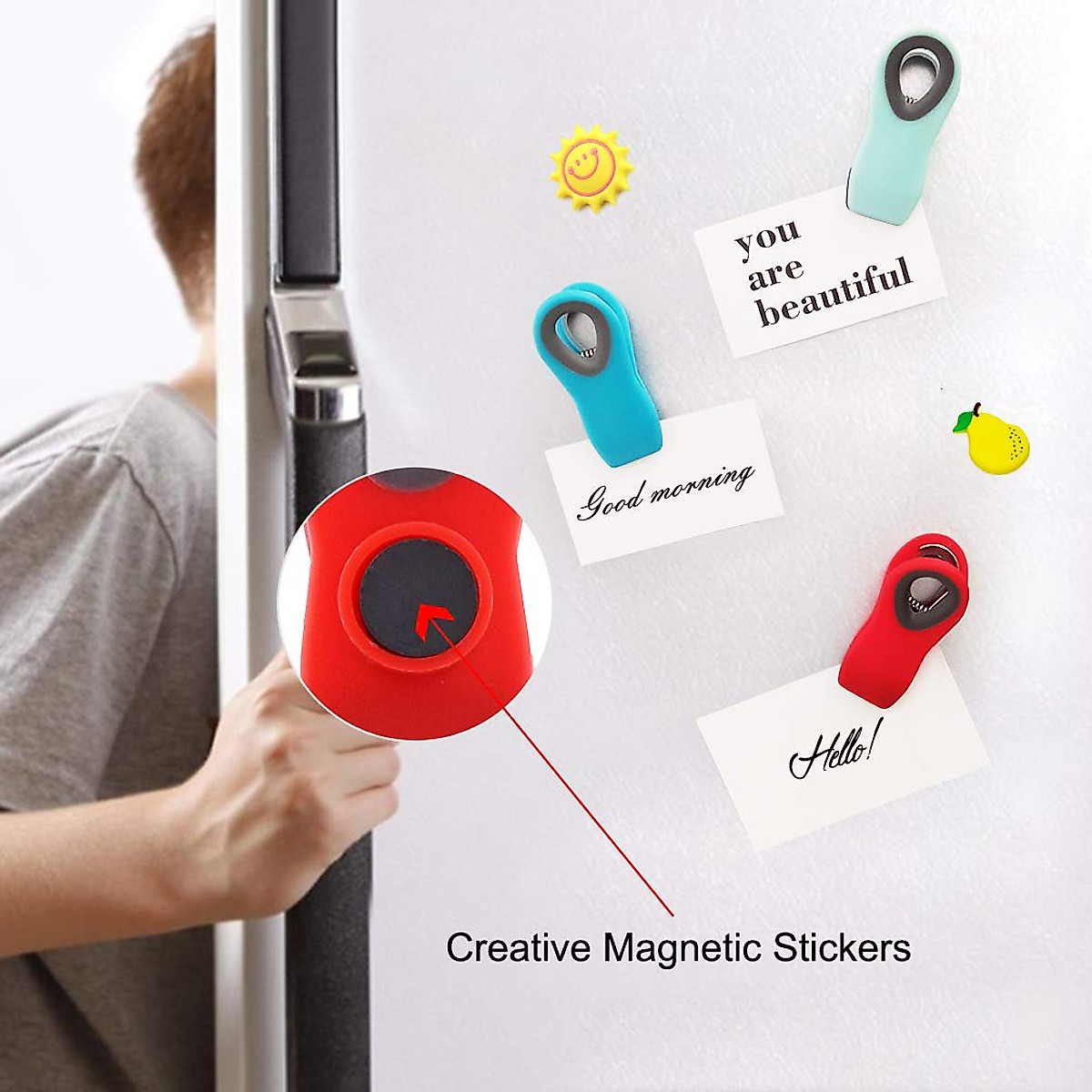 SUNMALL 10 Pack Chip Bag Clips, Magnetic Chip Clips, Heavy Duty Food Clips, Multicolored Bag Clips for Food Storage for Coffee, Bread Bags, Snack Bags and Food Bags